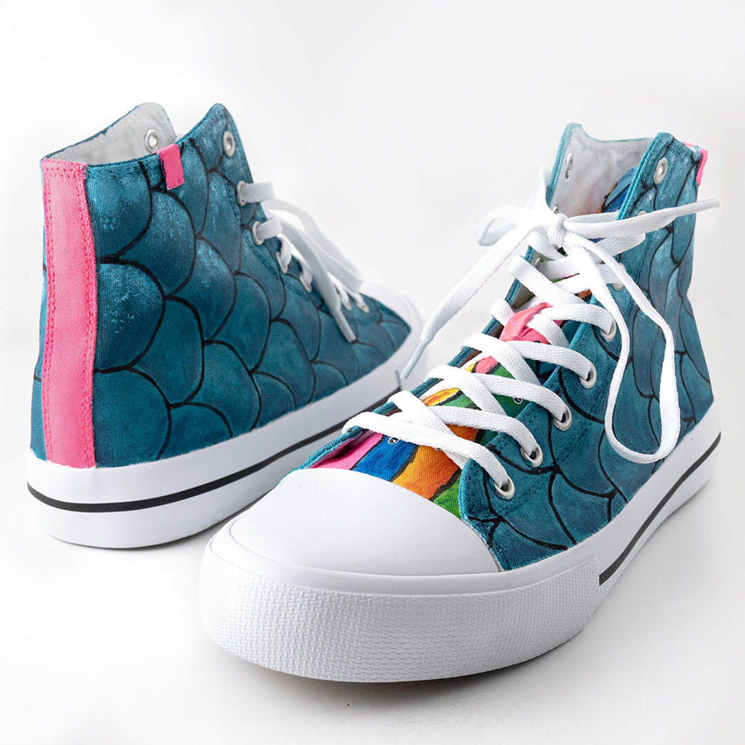 Hand-Painted Fish Skin High-Top Sneakers | Live 2 Fish